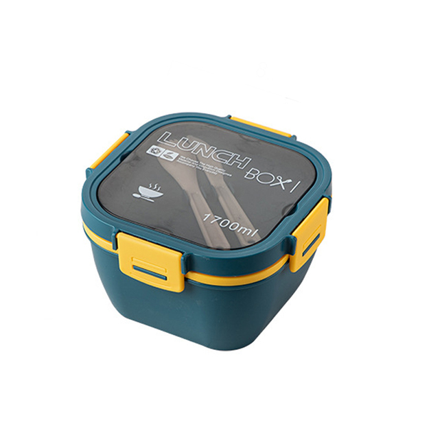 Plastic Double-Layer Salad Lunch Box - Blue (1700ml) | at Mighty Ape NZ