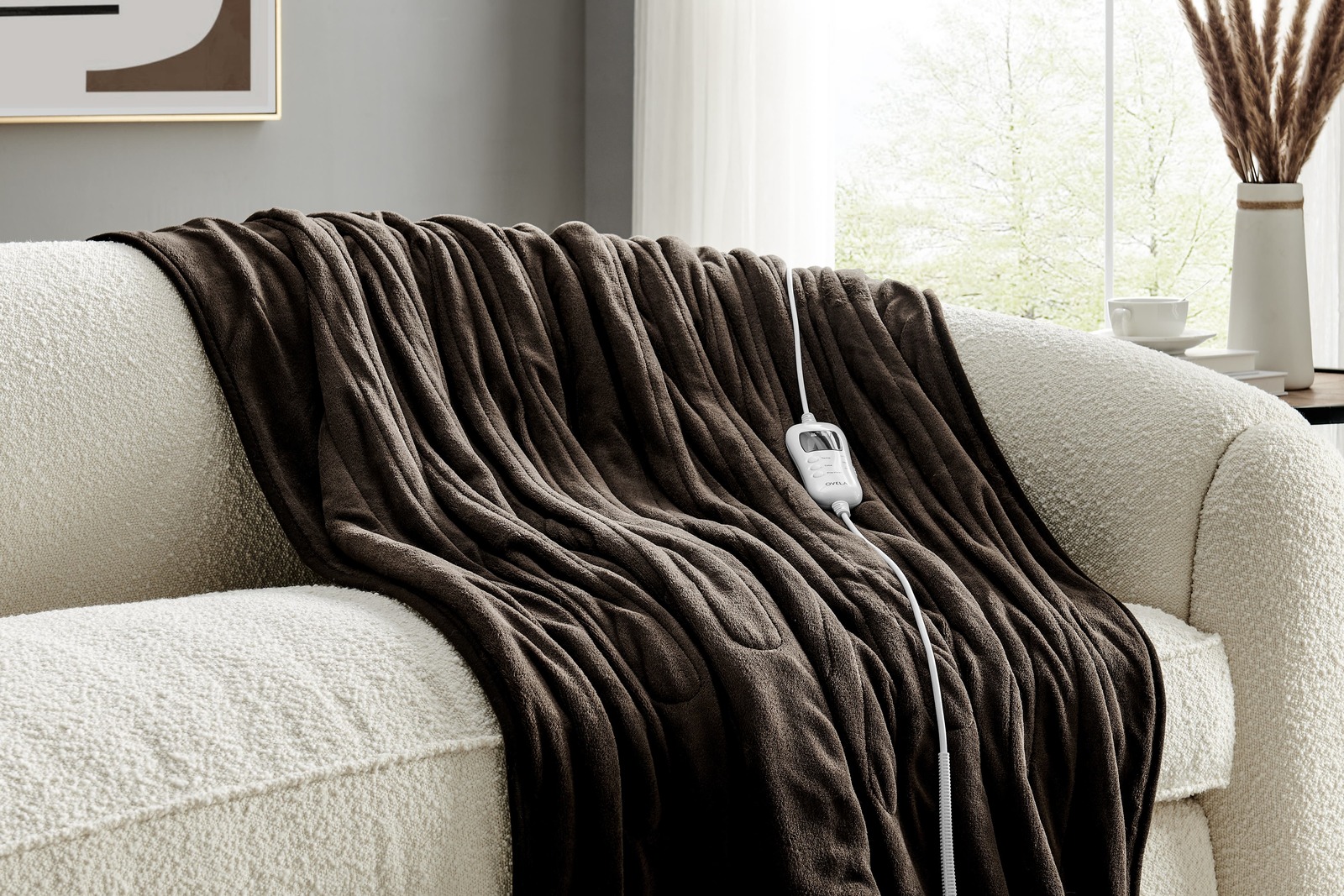 Ovela Washable Plush Electric Heated Throw Blanket (160cm x 130cm, Dark ...