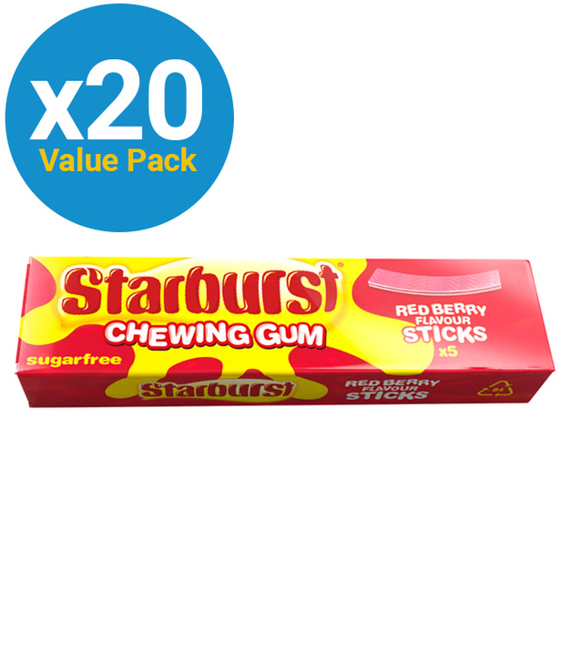 Starburst Chewing Gum Sugar Free Red Berry - 5 Sticks | at Mighty Ape NZ