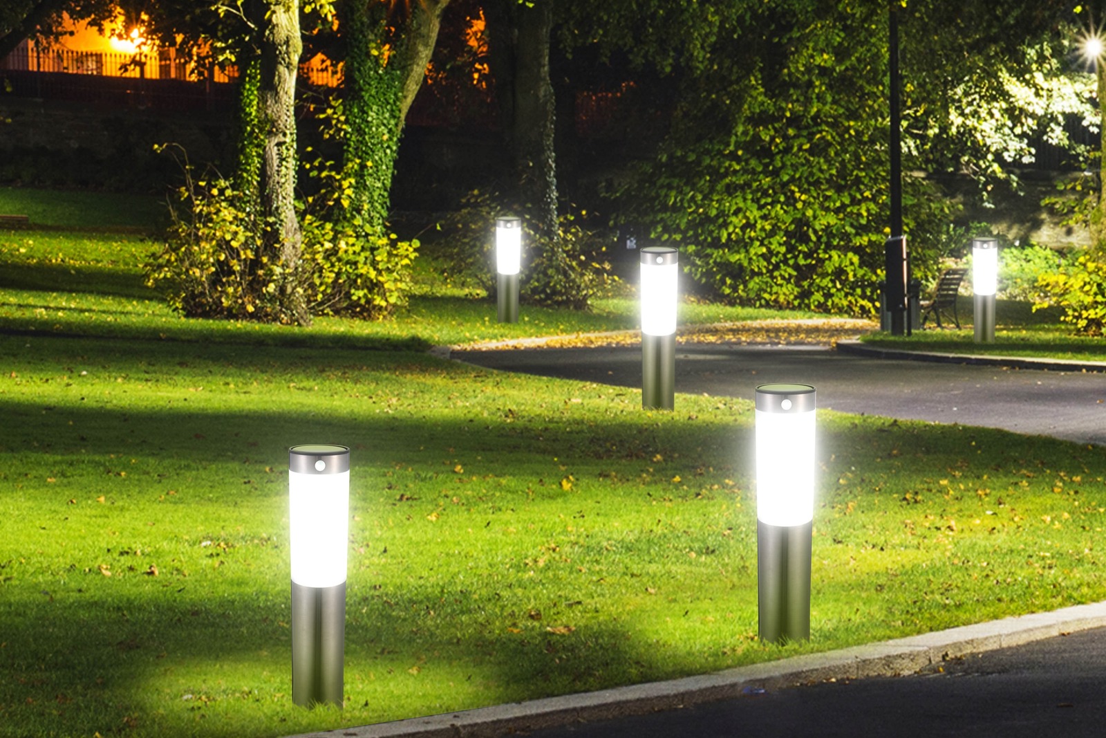 Solar Powered Motion Sensor Bollard LED Light - 2 Pack | at Mighty Ape NZ