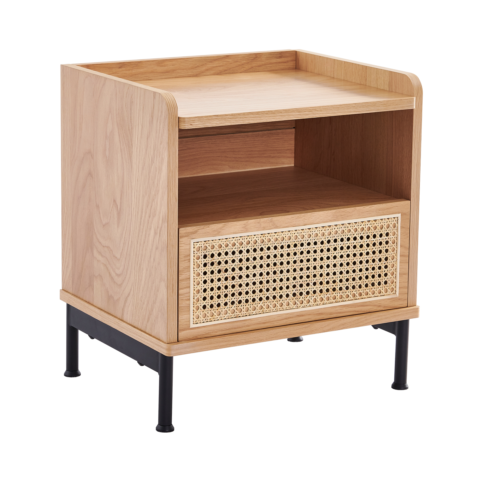 Buy Fraser Country Natural & Black Rattan Bedside Table with Metal Legs ...