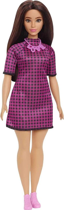 Buy Barbie: Curvy, Black Hair, Pink & Black Checkered Dress ...