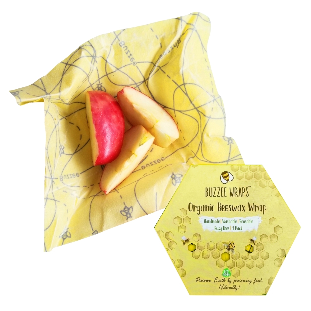 Buzzee Organic Beeswax Wraps - Busy Bees Multi (4 Pack) | at Mighty Ape NZ