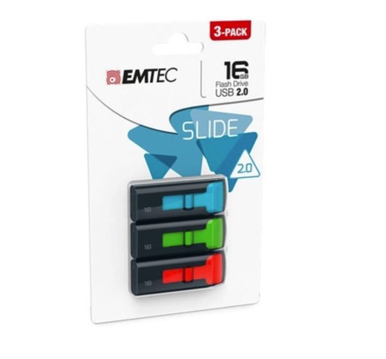 Emtec Flashdrive 16GB 3 Pack USB 2.0 C450 - Grey | at Mighty Ape NZ