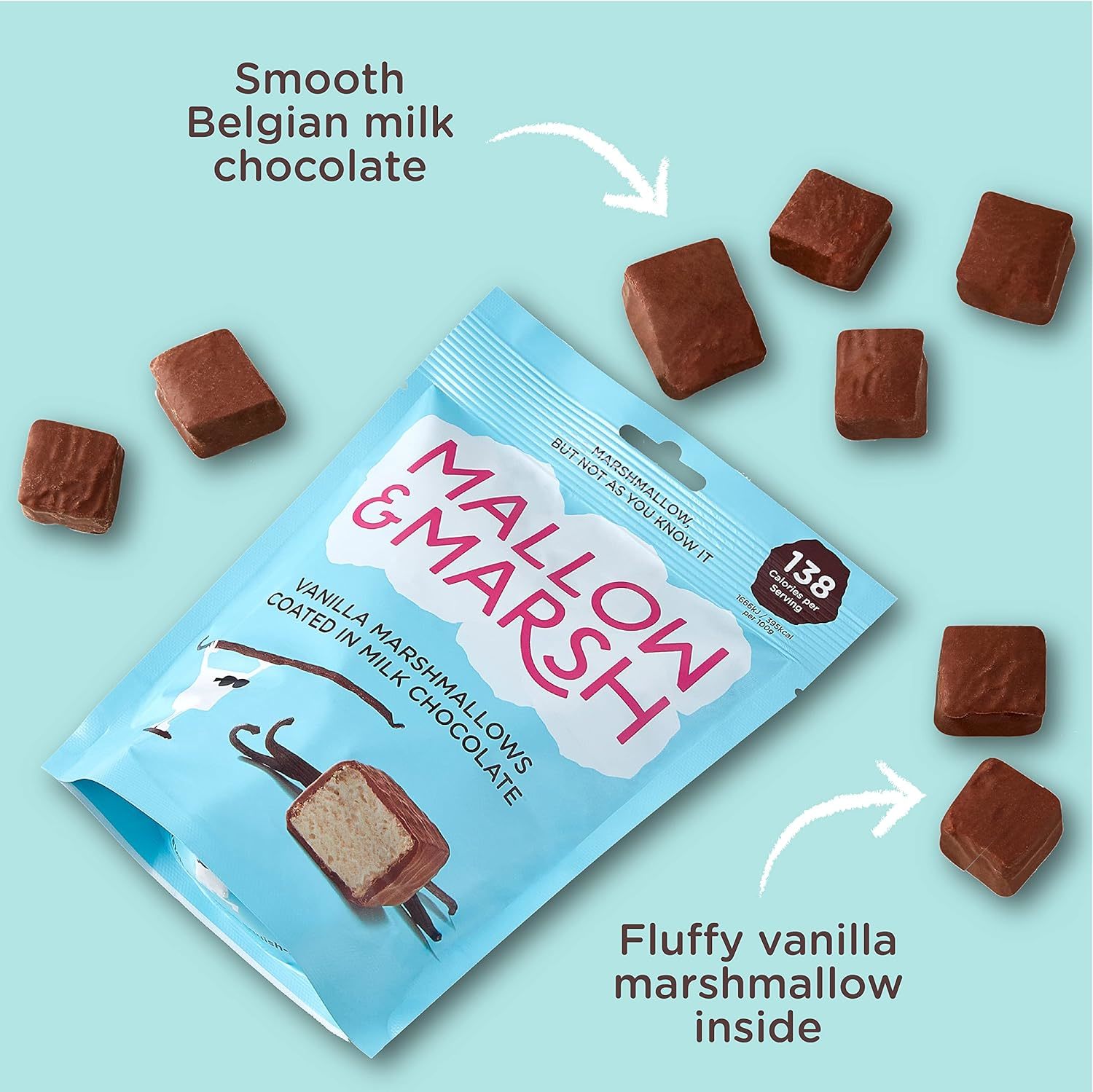 Mallow & Marsh: Milk Chocolate Coated Vanillla Marshmallow - 100g (Pack ...