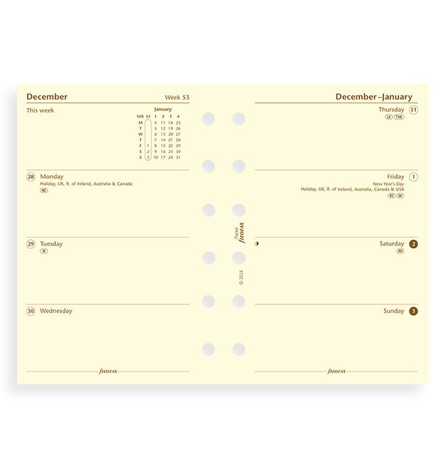 Buy Filofax: Pocket 2020 Refill - Week on Two Pages - Cotton Cream ...