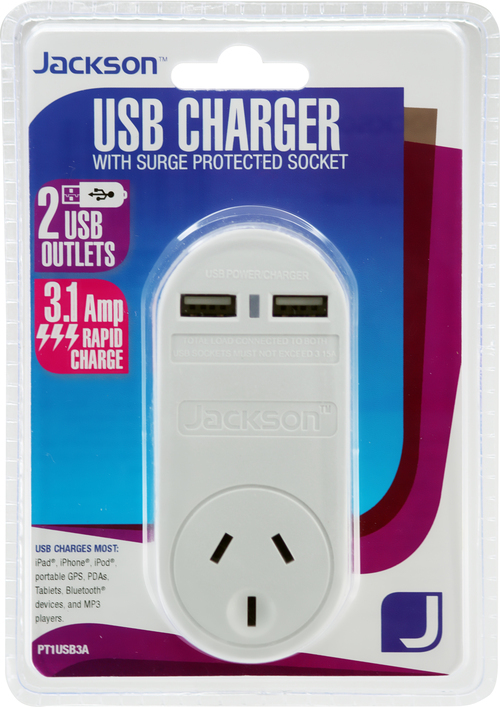 Jackson Single Plug USB Wall Charger | at Mighty Ape NZ