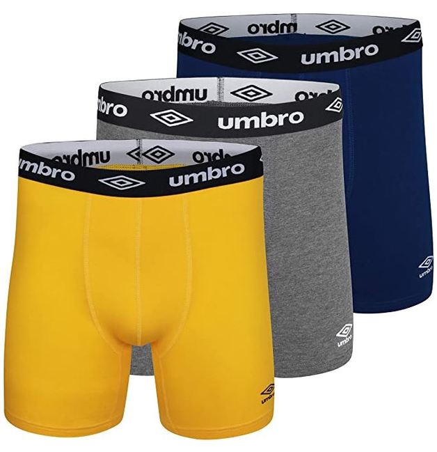 Mens 3 Pack Cotton Stretch Boxer Brief - Navy/Yellow/Iron Grey (Small) | Men's | at Mighty Ape NZ
