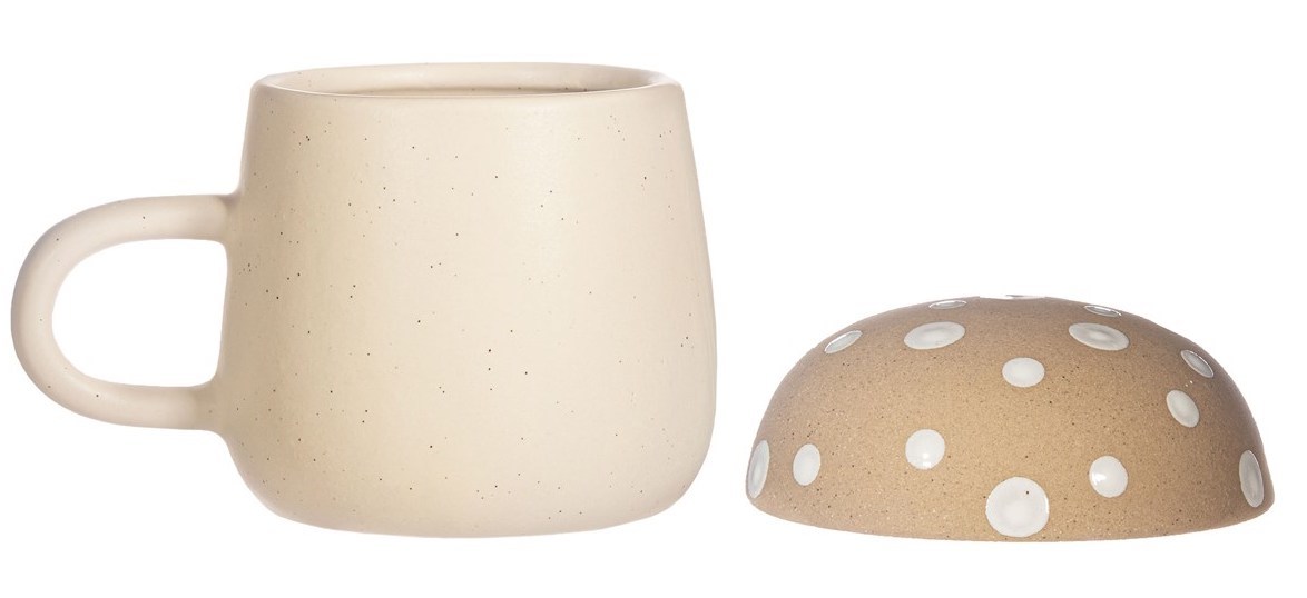 Sass & Belle: Cream Mushroom Mug With Lid | at Mighty Ape NZ
