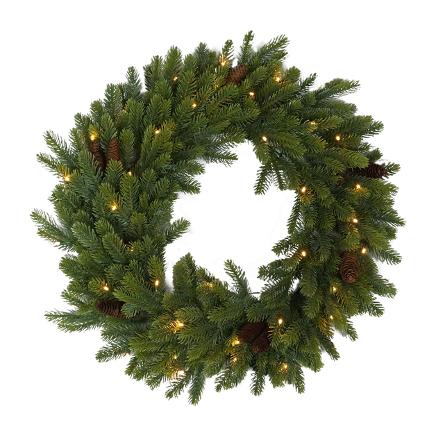 Premium Pinecone Christmas Wreath With LED Lights(60cm) | at Mighty Ape NZ