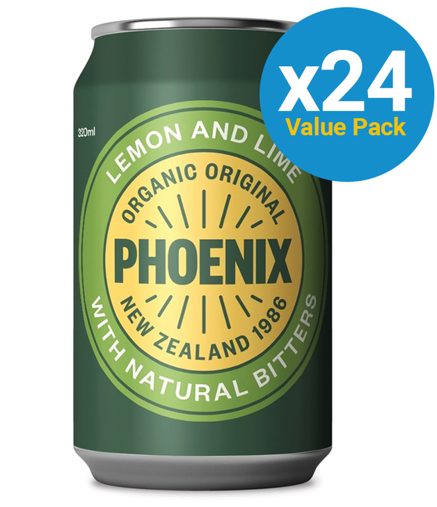 Phoenix Organic Lemon Lime & Bitters 320ml (24 Pack) | at Mighty Ape NZ