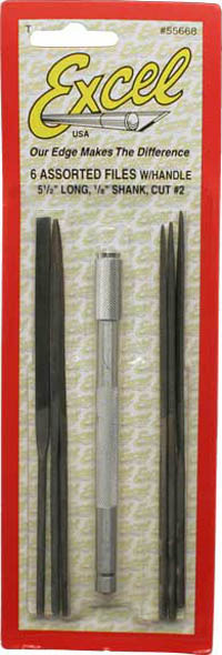 Excel Assorted Needle File Set with Handle 5 1/2" (6pc) | at Mighty Ape NZ