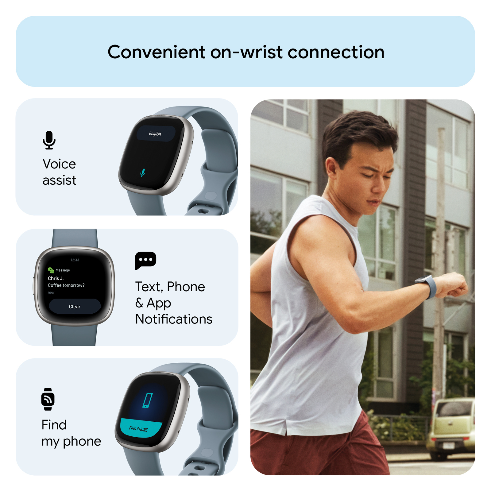 Fitbit Versa 4 Smartwatch (Waterfall Blue/Platinum) | at Mighty Ape NZ
