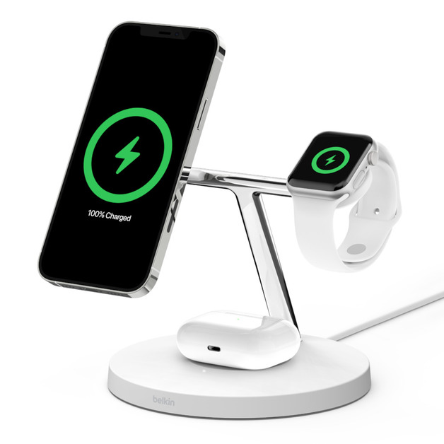 Belkin Boost↑charge Pro 3 In 1 Wireless Charger With Magsafe White