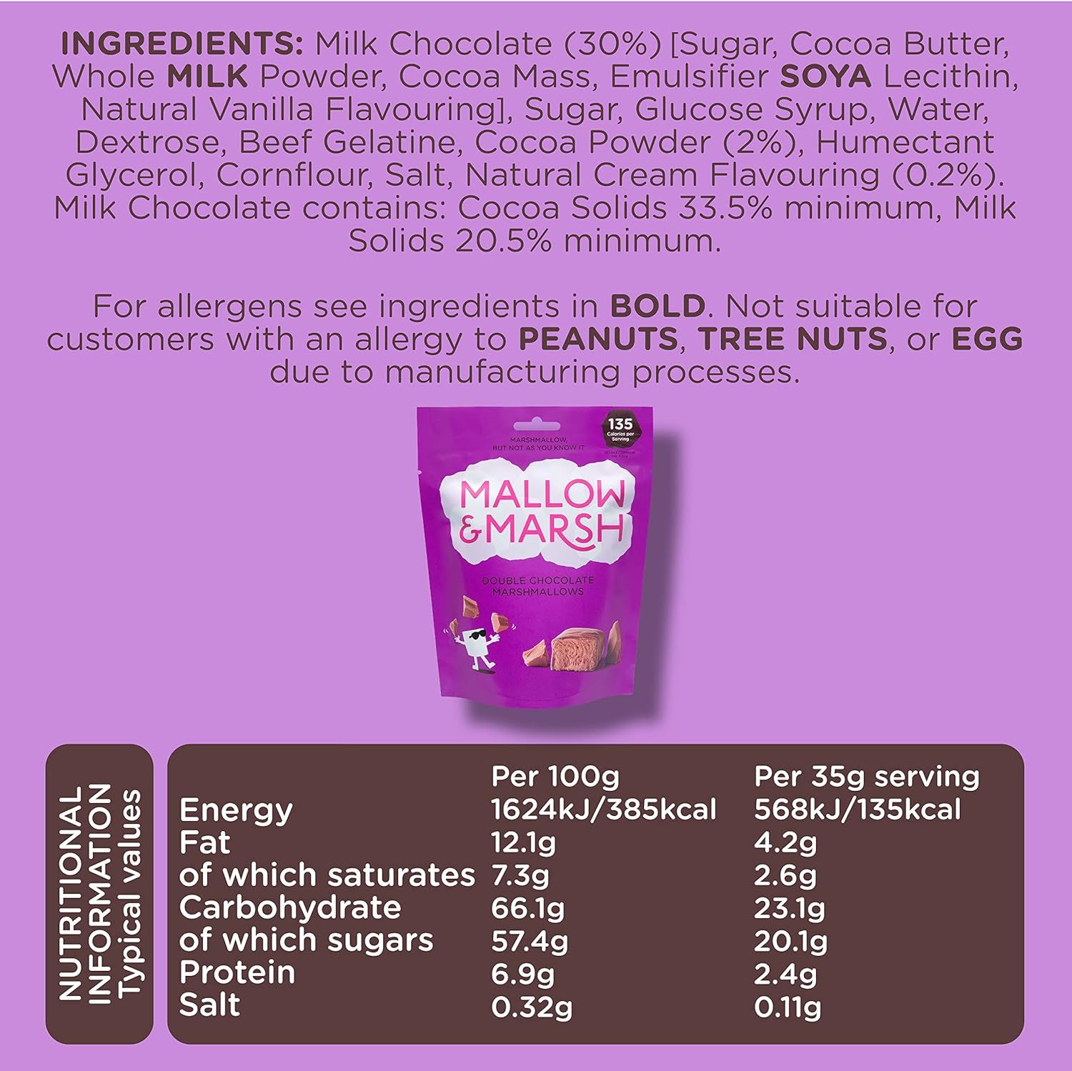 Mallow & Marsh: Double Chocolate Marshmallows - 100g (Pack of 6) | at ...