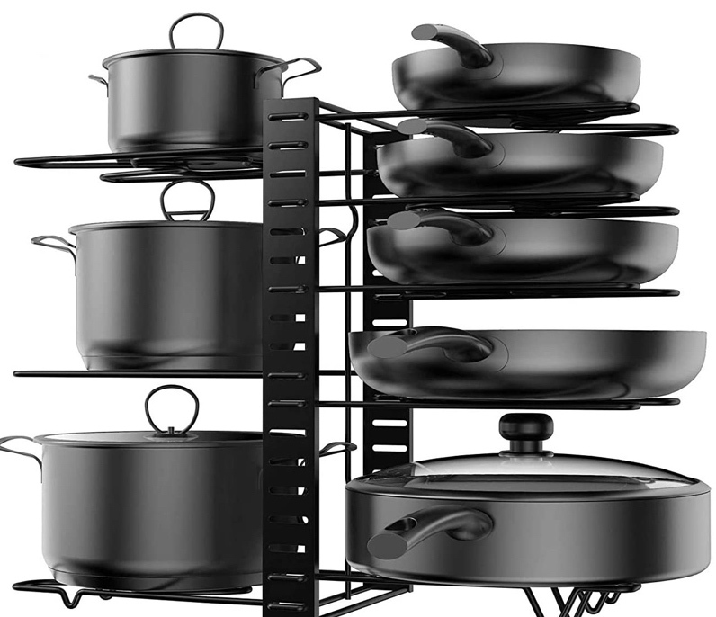 8-Tier Pot Rack Organiser - Black | at Mighty Ape Australia