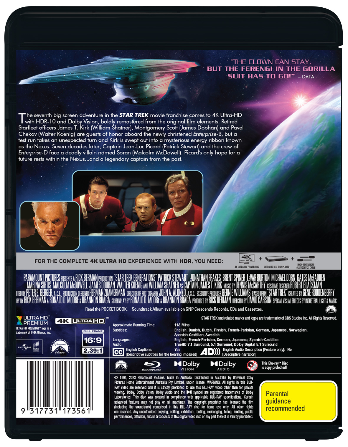 Star Trek VII: Generations (4K UHD) | UHD Blu-ray | Buy Now | at Mighty Ape NZ