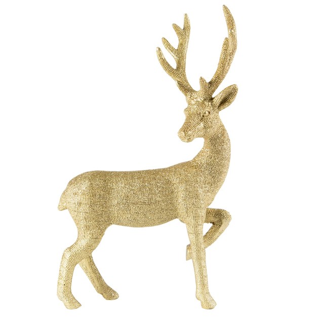 Glitter Gold Stag Standing Decoration | at Mighty Ape NZ