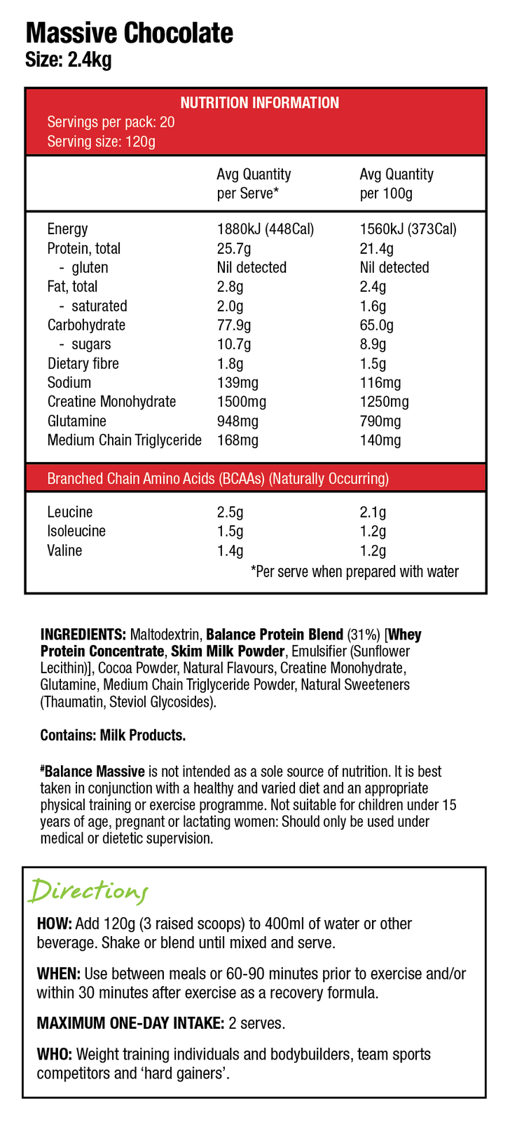 Buy Balance Massive Whey Protein Powder - Chocolate (2.5kg) at Mighty ...