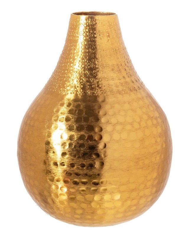 Sass & Belle: Hammered Gold Metal Pear Shaped Vase | at Mighty Ape NZ