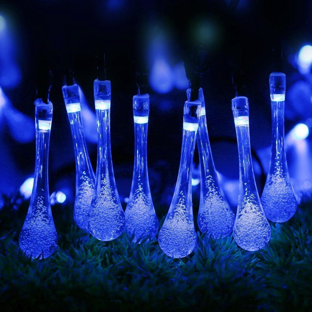 30 LED Solar Water Drop Fairy String Light - Blue | at Mighty Ape NZ