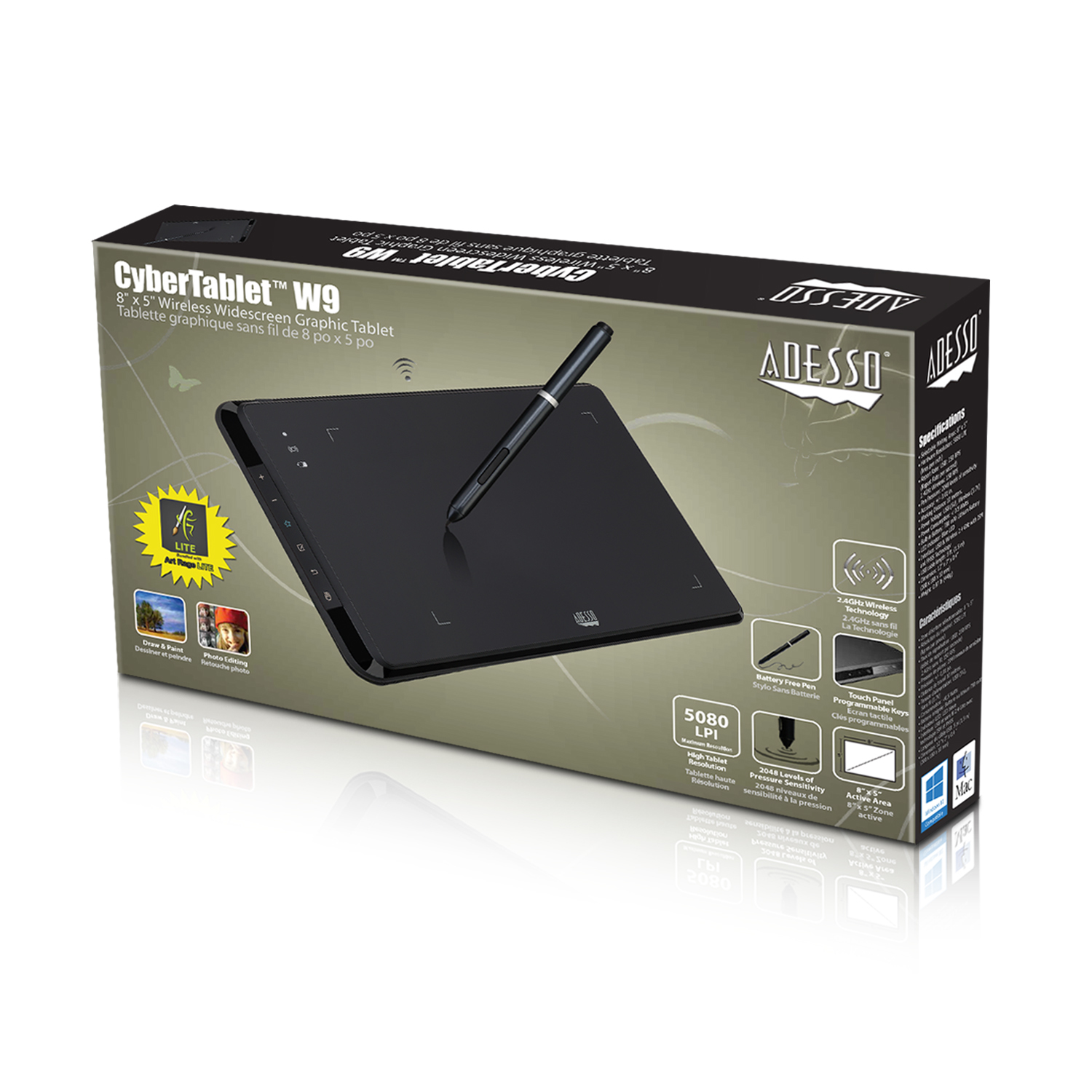 Adesso: CyberTablet W9 – 8 x 5 in. Wireless Graphics Tablet | at Mighty ...