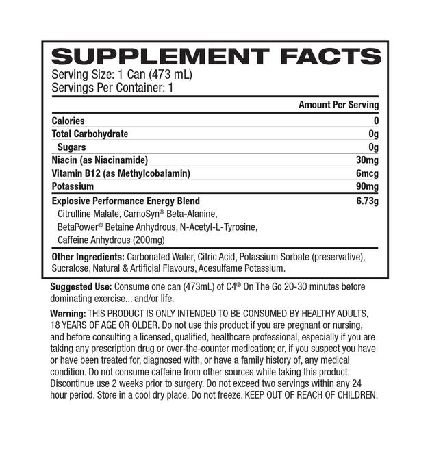 Buy Cellucor: C4 Carbonated On-The-Go RTD at Mighty Ape NZ