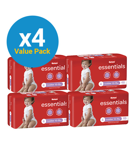 Buy Huggies Essentials Toddler Nappies Value Box - Size 4 at Mighty Ape NZ