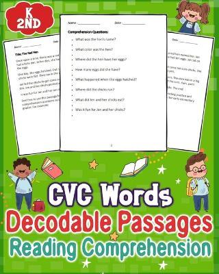 CVC Words Decodable Passages Kindergarten Reading Comprehension for K ...