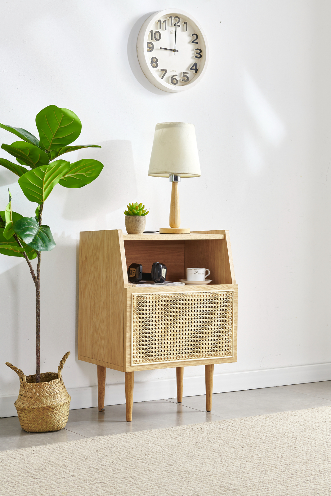 Buy Fraser Country Natural Rattan Bedside Table with Wooden Legs at ...