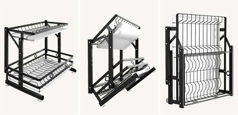 2-Tier Foldable Dish Drying Rack - Black | at Mighty Ape NZ