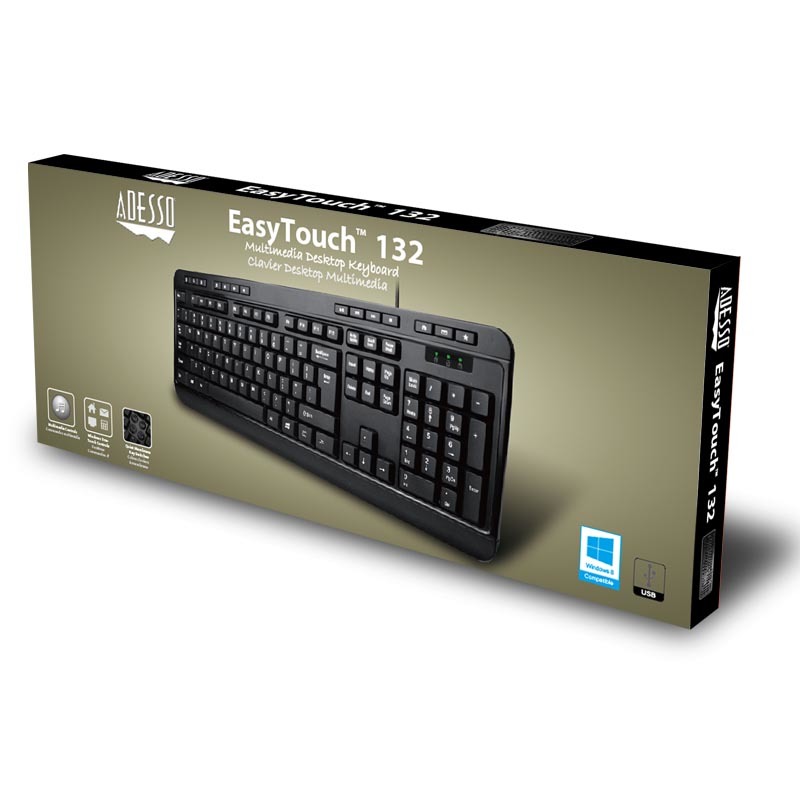 Adesso: Wired Spill-Resistant Multimedia Desktop Keyboard (USB) | at ...