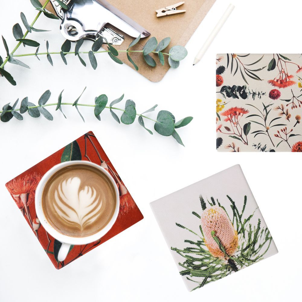 Native Pink Floral Ceramic Coaster | at Mighty Ape NZ