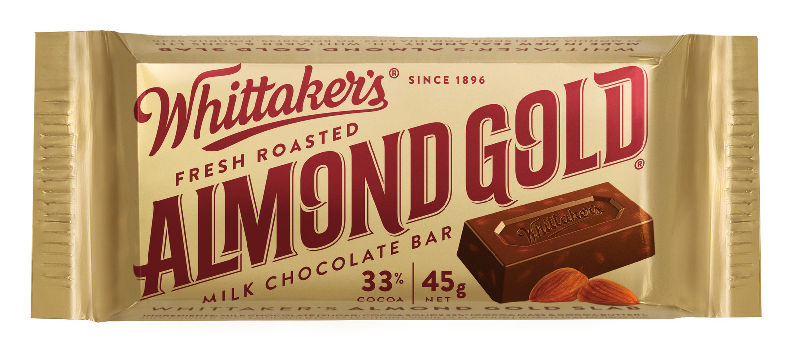 Whittakers Almond Gold Slab (50g, 50pk) | at Mighty Ape NZ