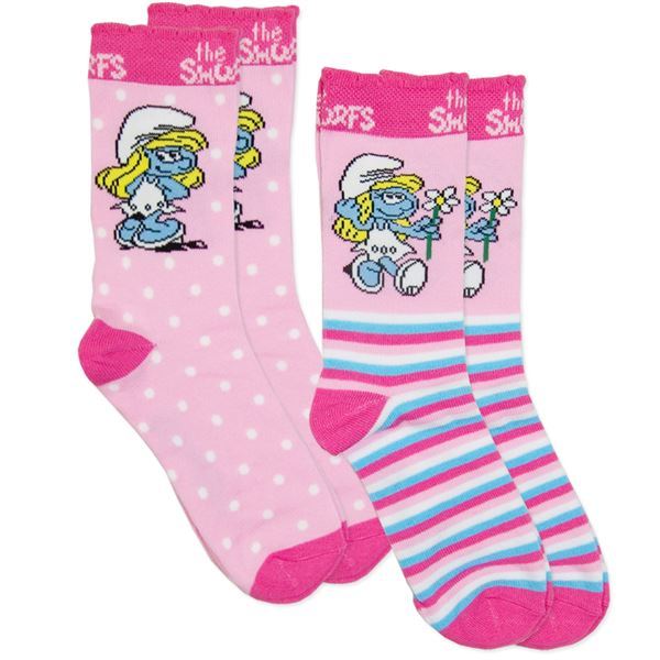 The Smurfs Socks Smurfette 2 Pack Dots/Stripes (Size 9/12) | Girl's ...