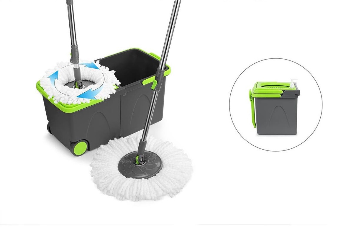Magic 360° Magic Spin Mop with Roller Easy Stack Bucket and 2 Mop Heads ...
