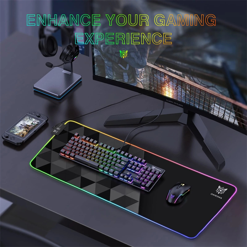Onikuma RGB Mouse & Keyboard Gaming Pad - Black Triangle | | Buy Now ...