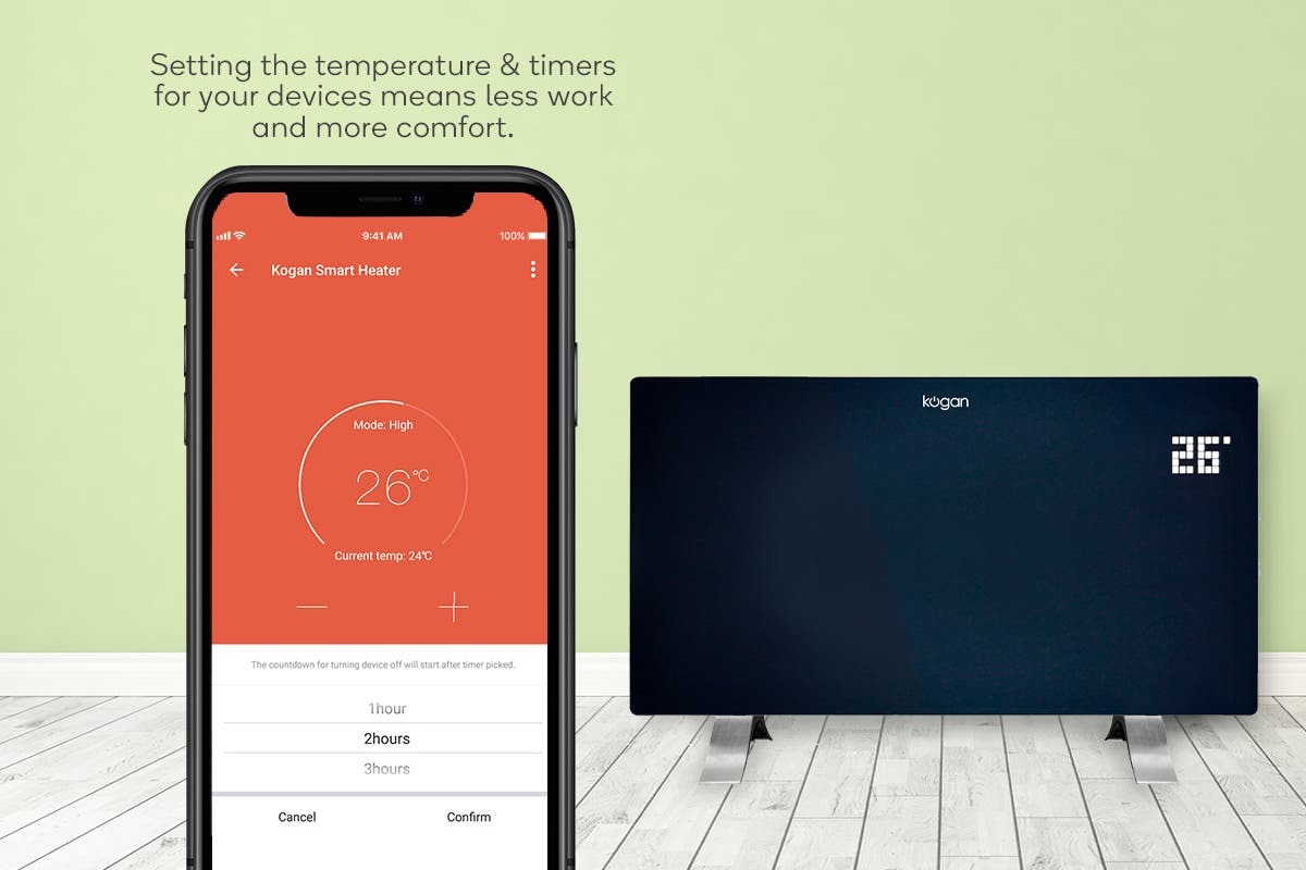 Buy Kogan SmarterHome 2400W Smart Glass Panel Heater (Black) at Mighty ...