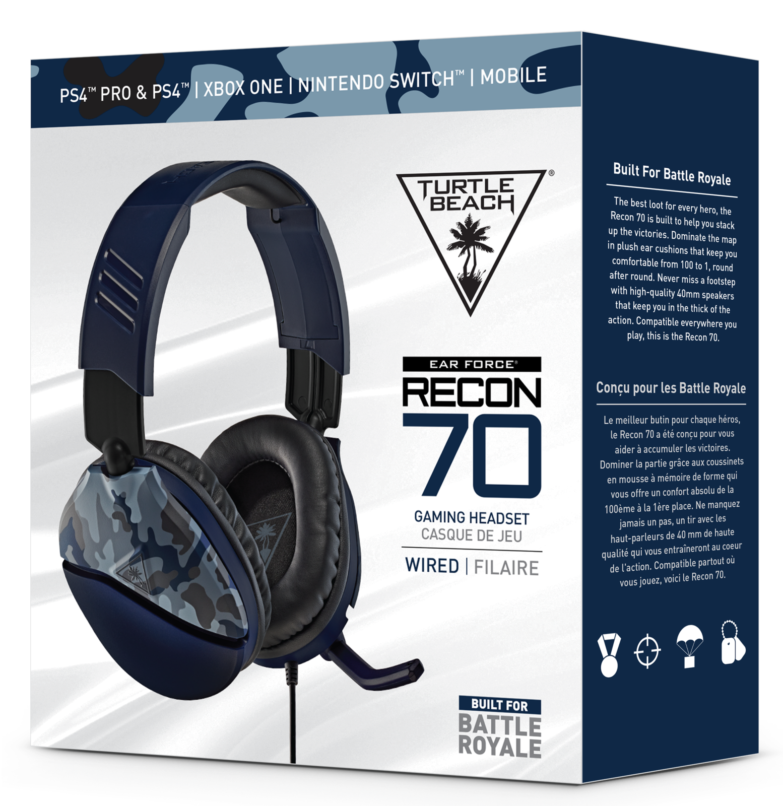 Turtle Beach Ear Force Recon 70 Gaming Headset - Blue Camo | Switch, PC ...