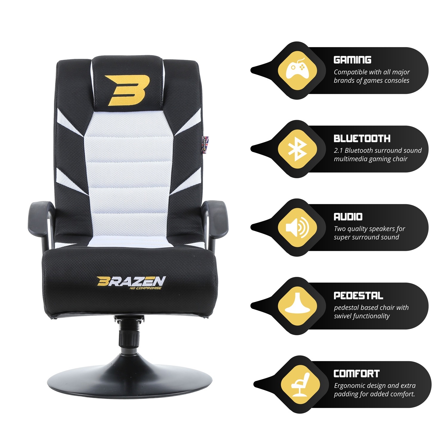 BraZen Pride 2.1 Bluetooth Surround Sound Gaming Chair (Blue) | | Buy ...