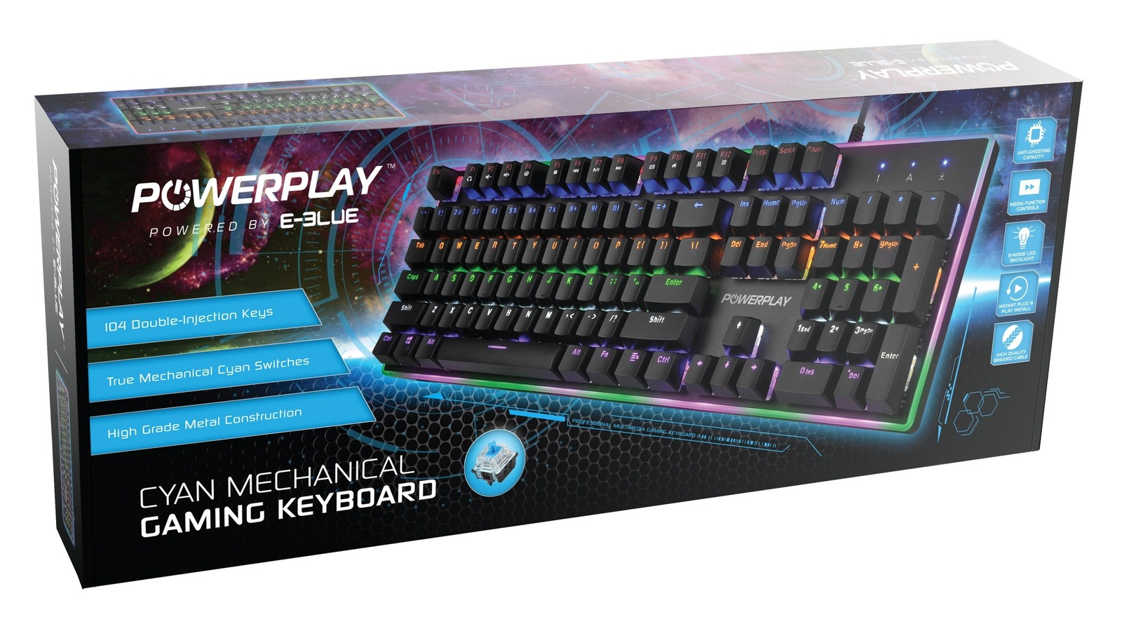PowerPlay E-Blue Cyan Mechanical Keyboard | PC | Buy Now | at Mighty ...