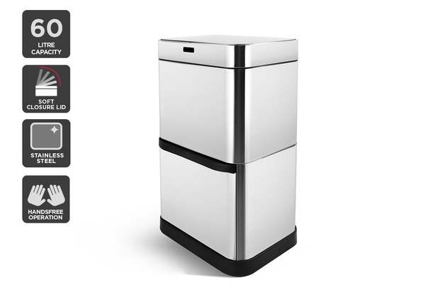 Ovela 60L Two-Tier Intelligent Recycling Kitchen Bin - Silver | at ...