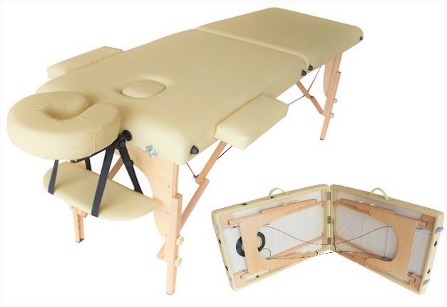 Buy Portable 2-Fold Massage Table Bed (Wood Structure) - Beige at ...