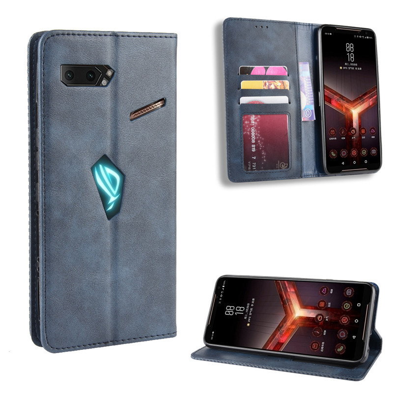 Ape Basics: Asus ROG Phone II Leather Flip Phone Case - Blue | at ...