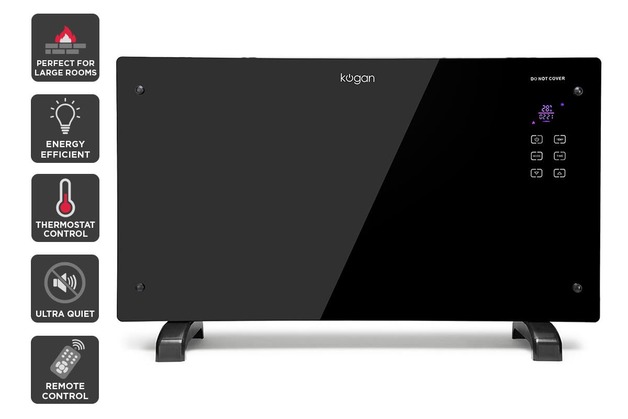 Buy Kogan 2000W Black Glass Portable Electric Panel Heater at Mighty Ape NZ