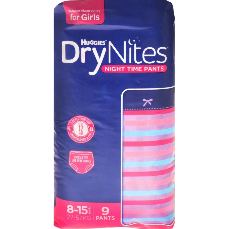 Buy Huggies DryNites - 8-15 Year Girl 27-57kg (9) at Mighty Ape NZ