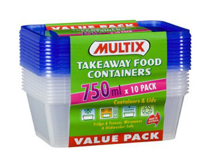 Multix Takeaway Food Containers 750ml 10 Pack | at Mighty Ape NZ
