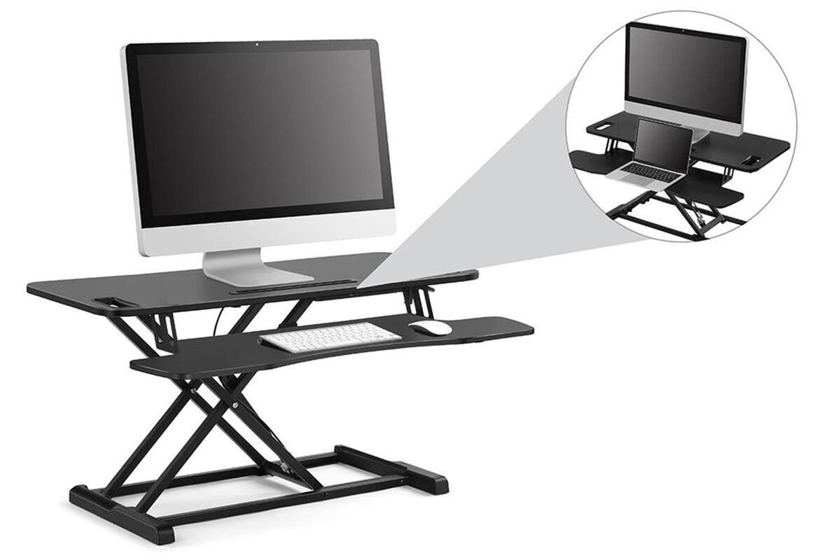 Buy Ergolux Pro Height Adjustable Sit Stand Desk Riser Large Black Buy Ergolux Pro Height Adjustable Sit Stand Desk Riser Large Black