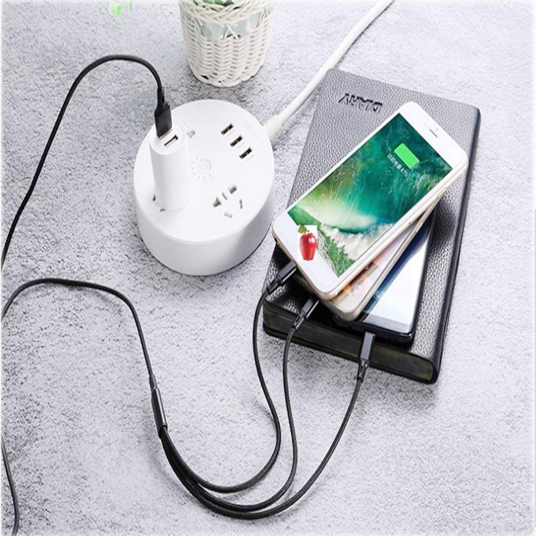 3-in-1 Charging Cable - Black (1.2m) | at Mighty Ape NZ