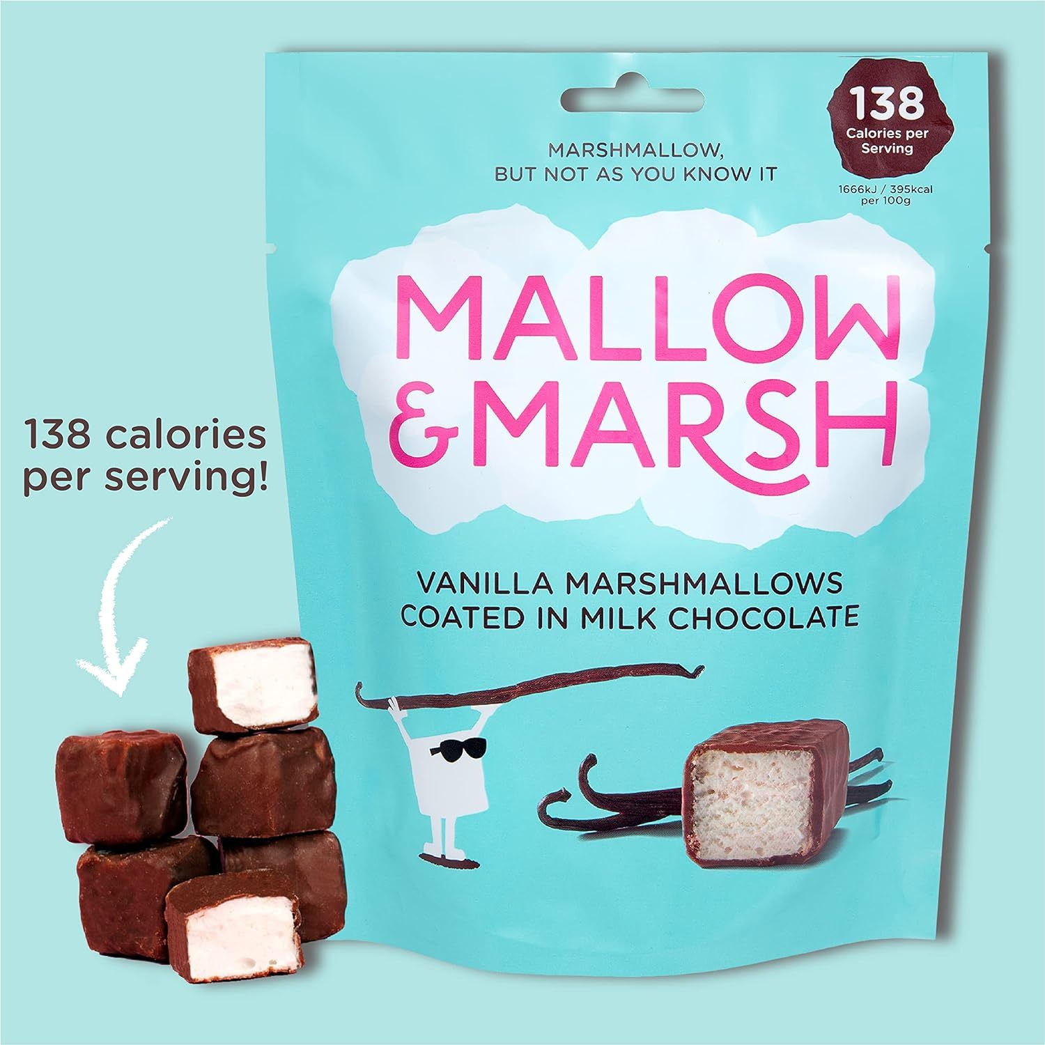 Mallow & Marsh: Milk Chocolate Coated Vanillla Marshmallow - 100g (Pack ...